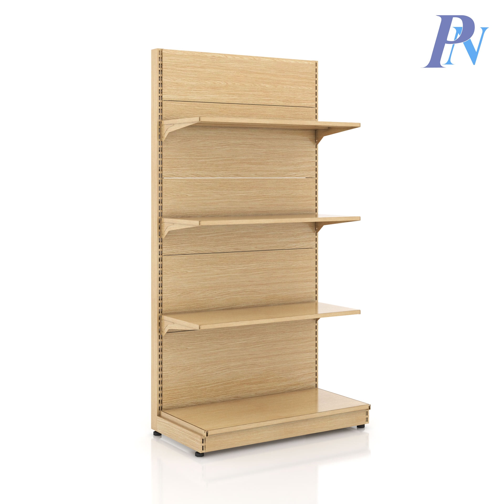 ชั้นวางสินค้าลายไม้ ปิดหัว (Endcap) 4 ชั้น ขนาด 35x75x150 cm